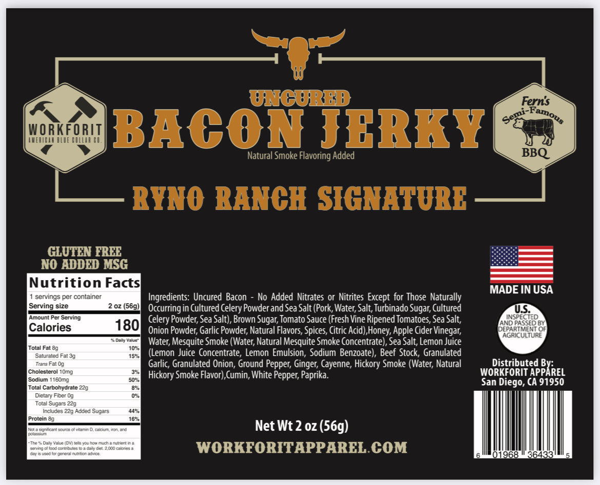 Ryno Ranch Signature Bacon Jerky – Workforit apparel